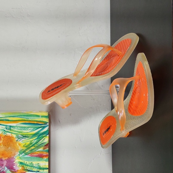 Agape | Shoes | Agape Jelly Thong Sandals Wkitten Heel | Poshmark